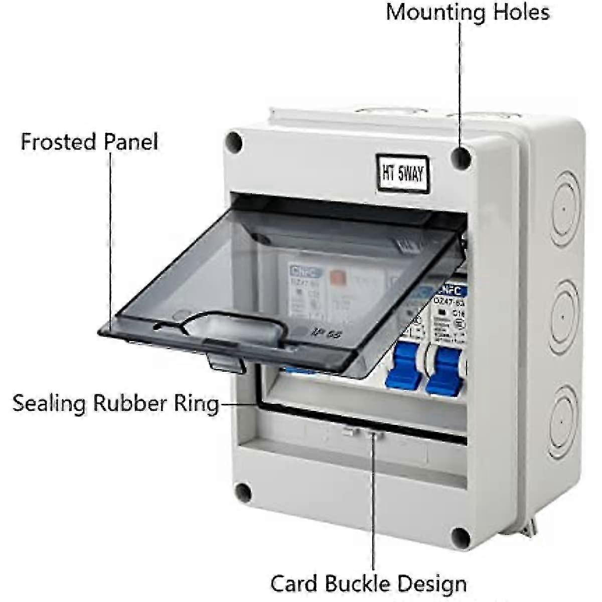 Weatherproof Fuse Box with 5-Way Circuit Breaker Mini Leakage ...