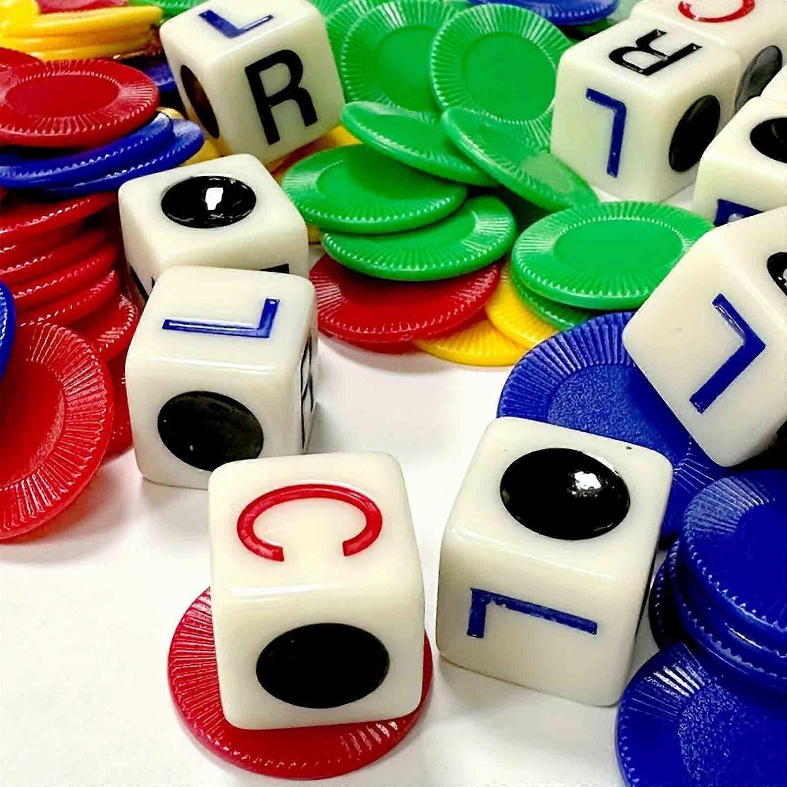 Party Lcr Game Left Center Right Dice Toys With Sealed Tube Case Chips ...