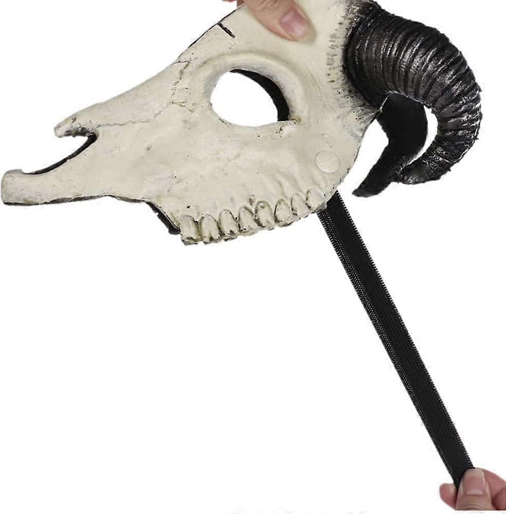 Sheep Skull Mask with Goat Horns for Adults, Scary Halloween Party ...