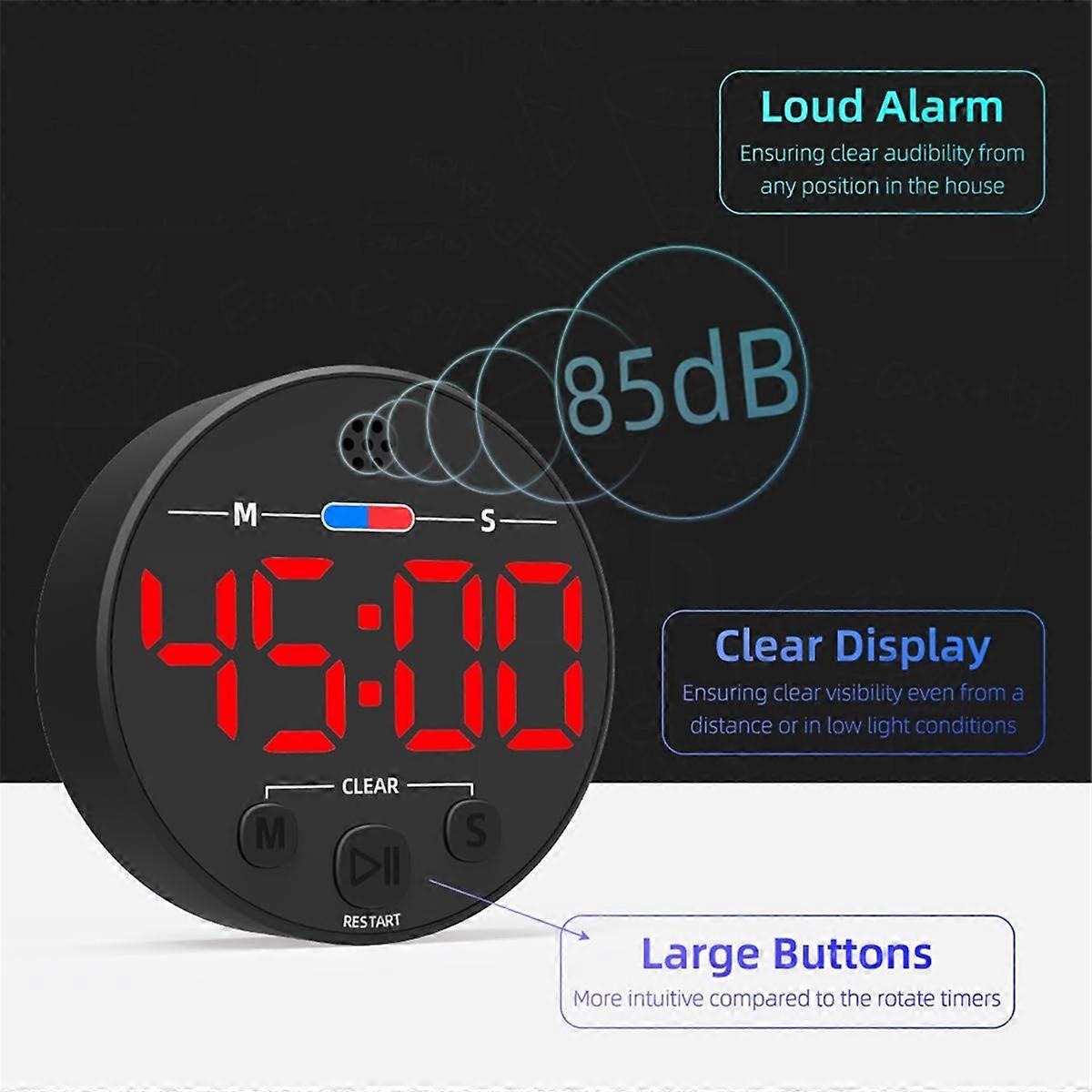 Visual Digital Timer with LED Display - Ideal for Kitchen, Classroom ...