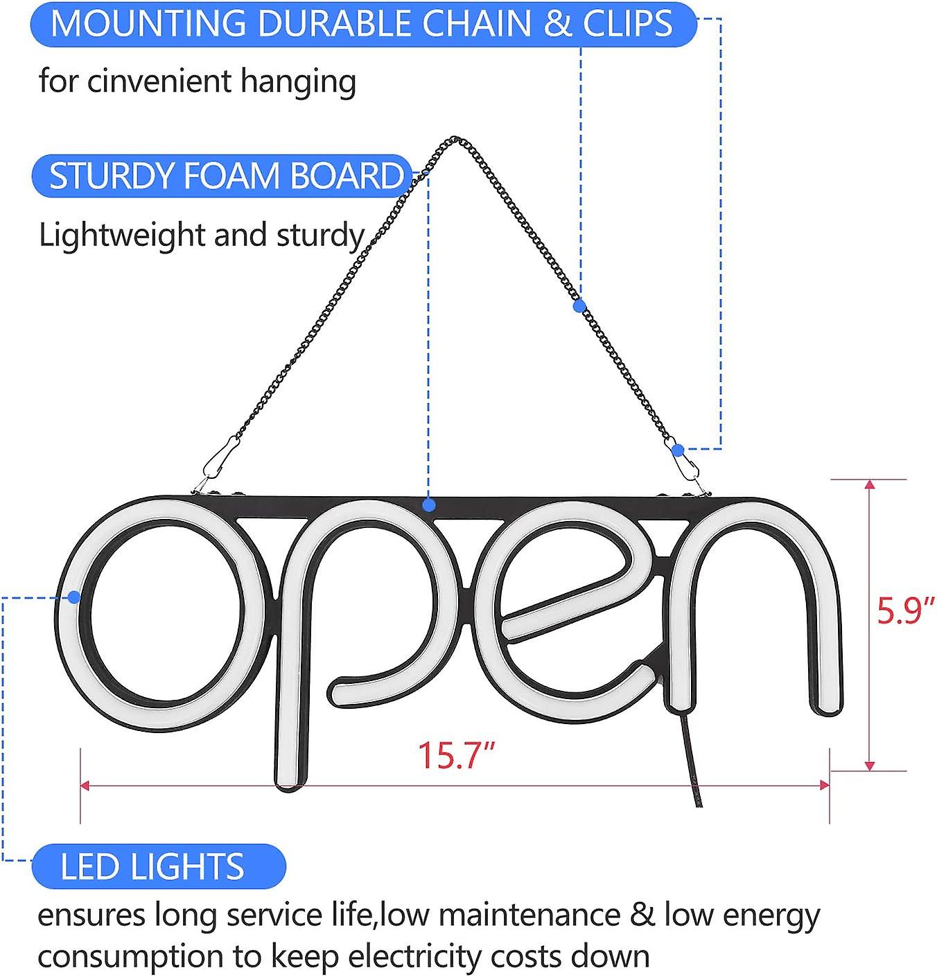 LED Open sign, 16x6 inch Open commercial sign, with various Flash ...