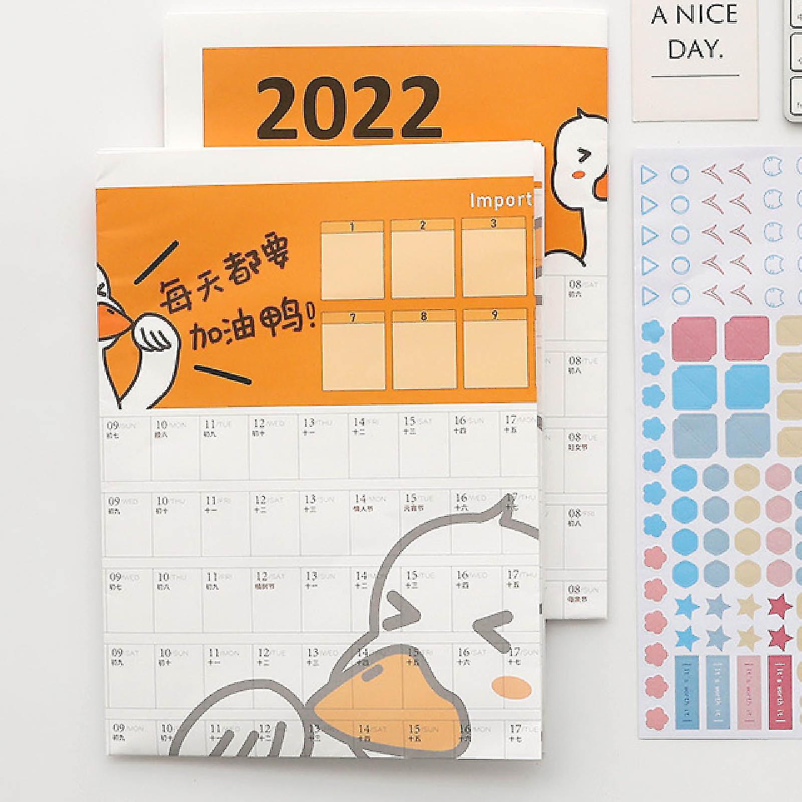 1 Set Wall Calendars Cartoon Pattern Easy To Use Paper Undated Daily ...