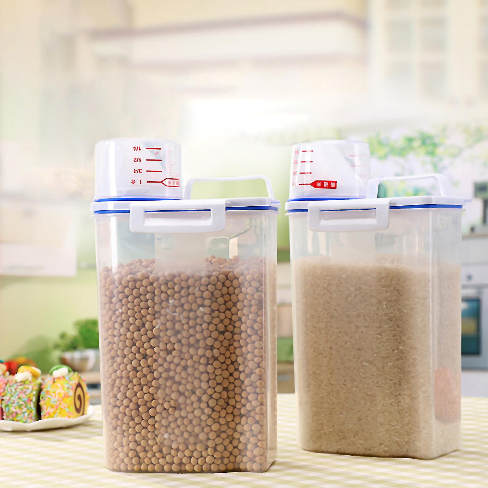 Portable Rice Bucket 2KG Transparent Rice Storage Container with ...