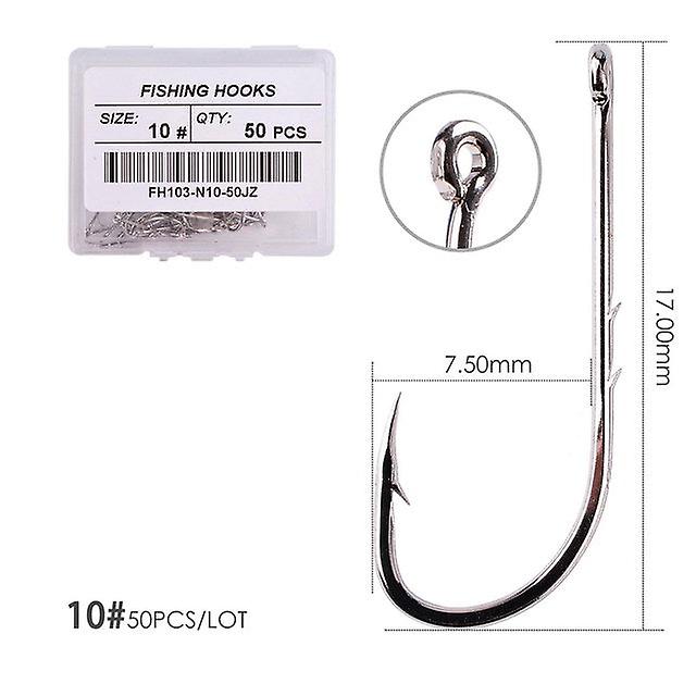 Fishhook 50pcs/ Box Long Shank Fishing Hook 1#-10# Fish Hooks High Carbon Steel Sharp Barbed ...