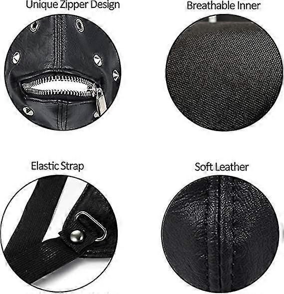 Steampunk Gothic Black Leather Zipper Half Face Mask Ski Cosplay Mask ...