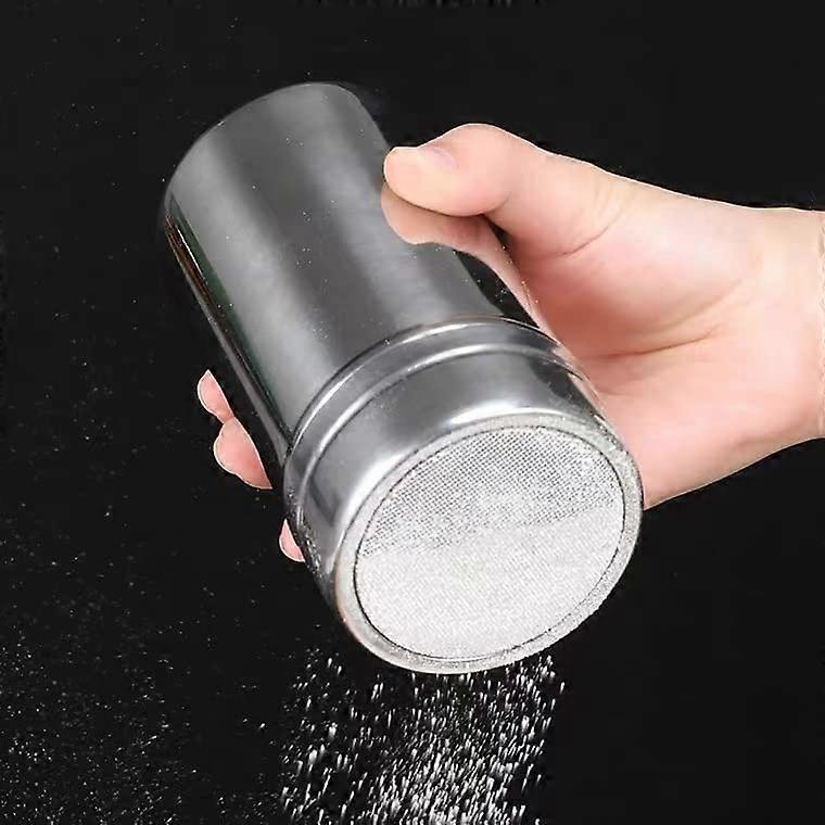 Stainless steel powdered sugar, cocoa wicker with lid chocolate stray ...