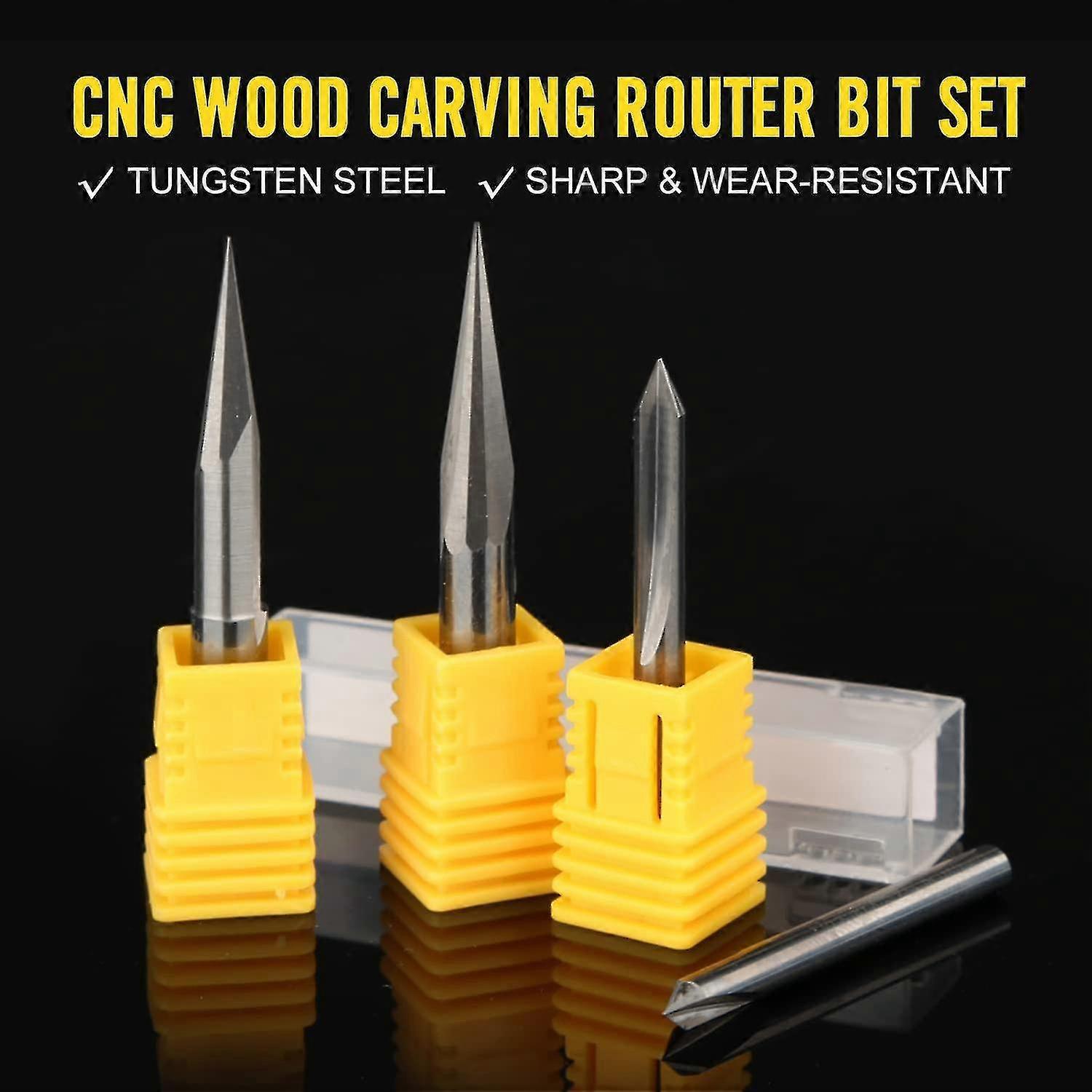 CNC Router Bits Set 1/4 , Engraving Wood Carving Router Bit 6mm & 4mm ...