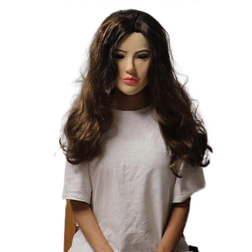 Bald Women Halloween Mask Realistic Female Woman Face For Crossdressing ...