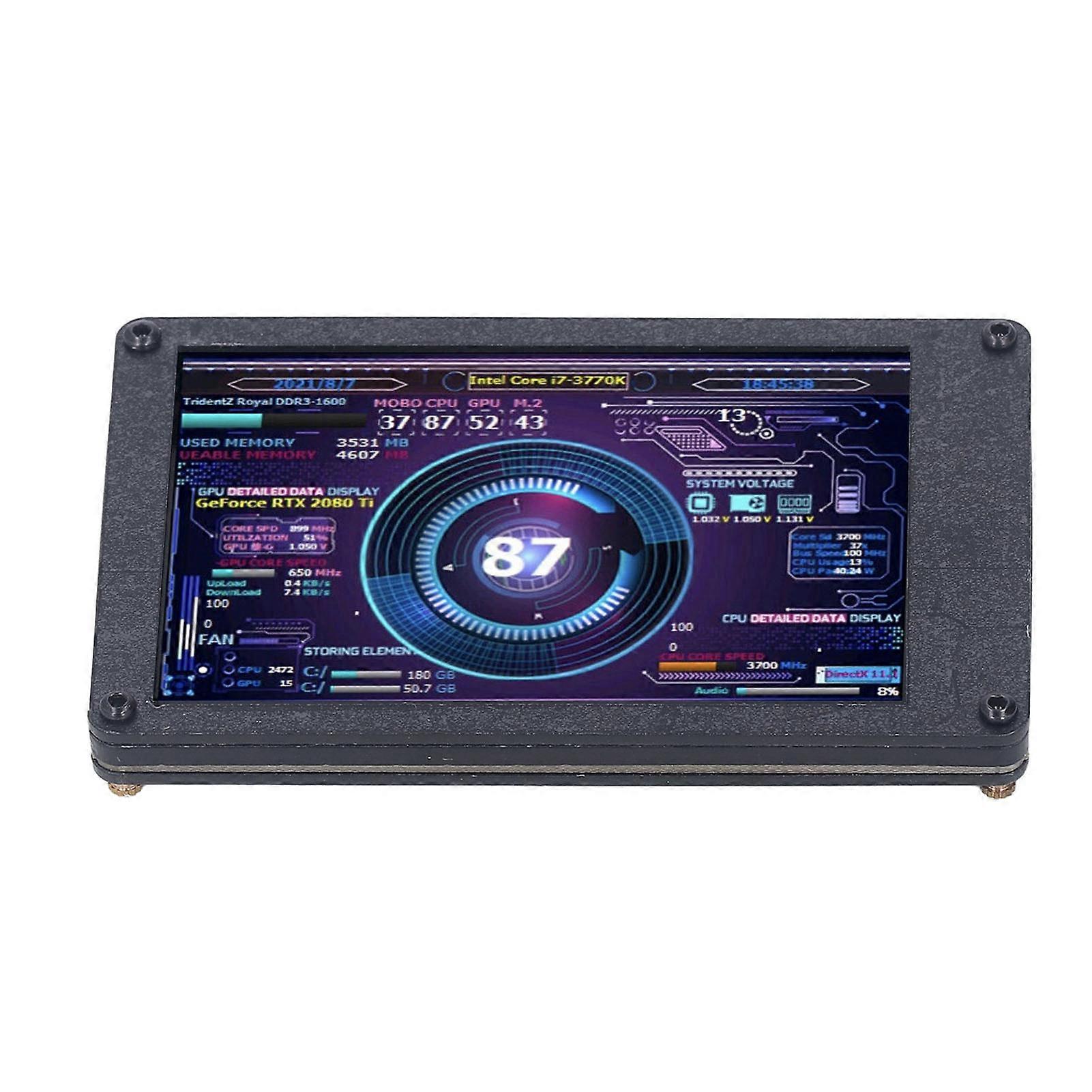 USB Mini Screen Adjustable Brightness 3.5in IPS Computer Temp CPU RAM ...