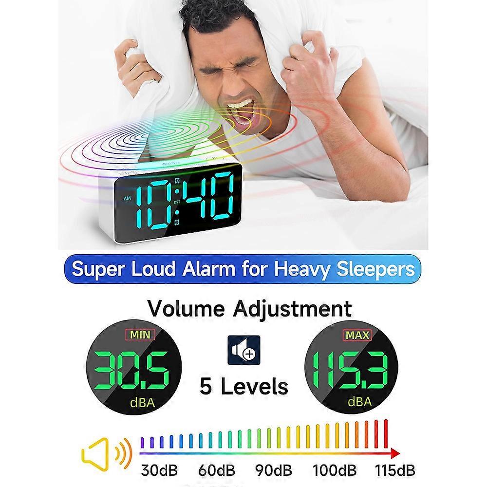 Super Loud Alarm Clock for Heavy Sleepers Adults Digital Clock with 7 ...