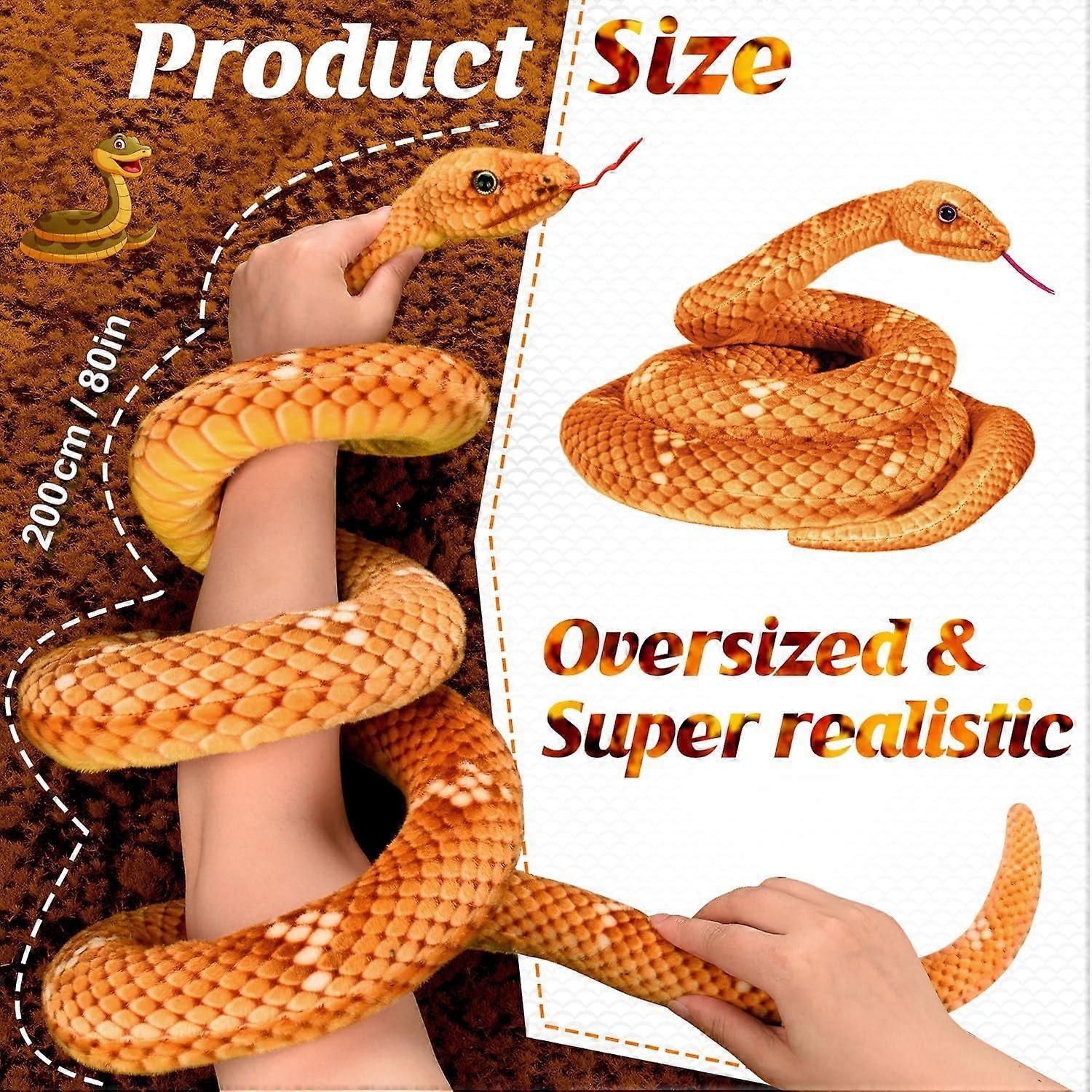 (Brown)Snake Plush, Stuffed Snake Animal, 80in Large Toy Snakes for ...
