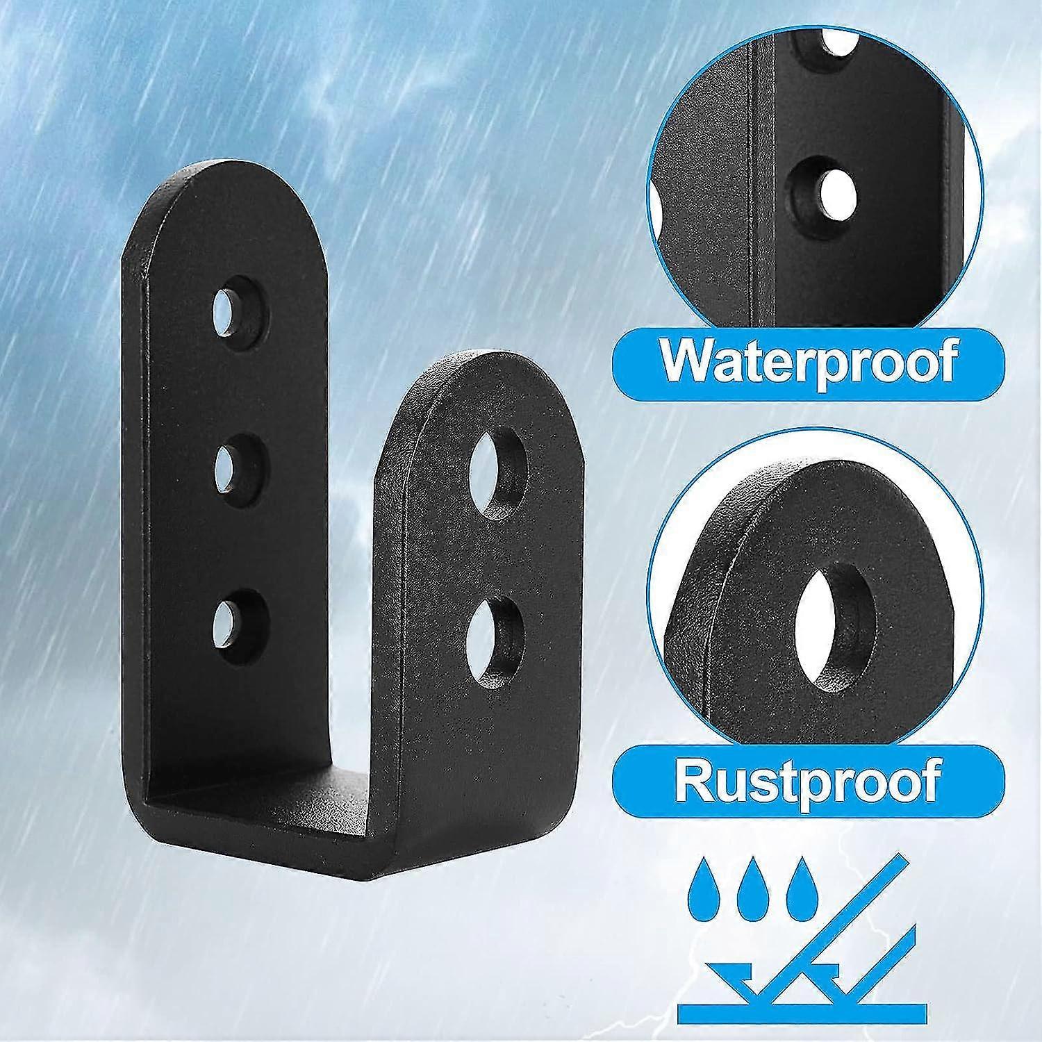 2x4 Door Barricade Brackets, Black Iron Metal U Bracket, Heavy Duty ...