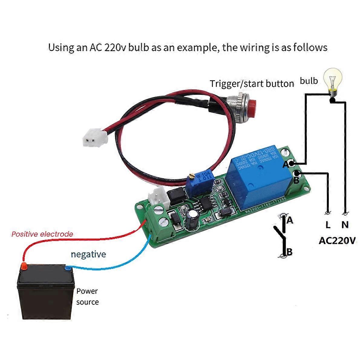 DC 12V Timing Timer Delay 1-10S Time Adjustable Relay with Indicator ...