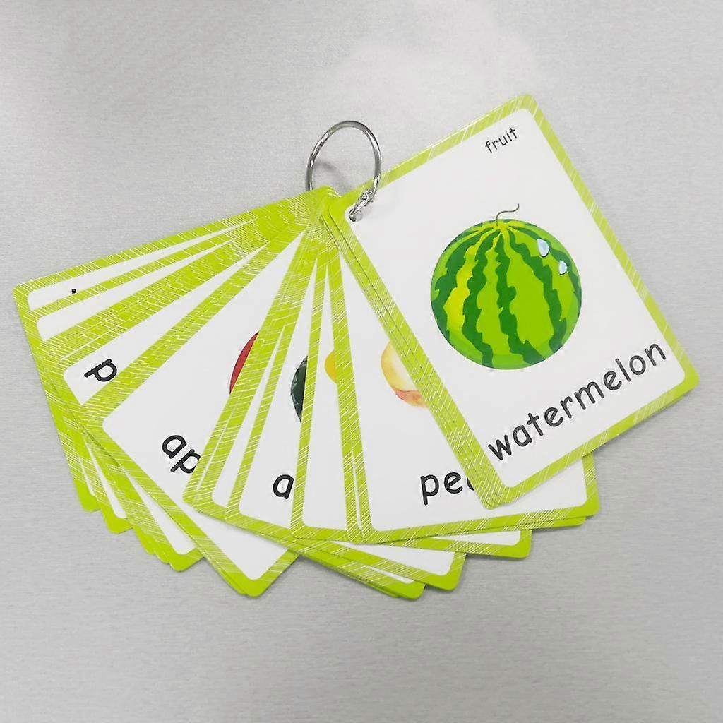 21Pcs Pack Fruits Flash Cards Set Kids Educational Picture Letters ...