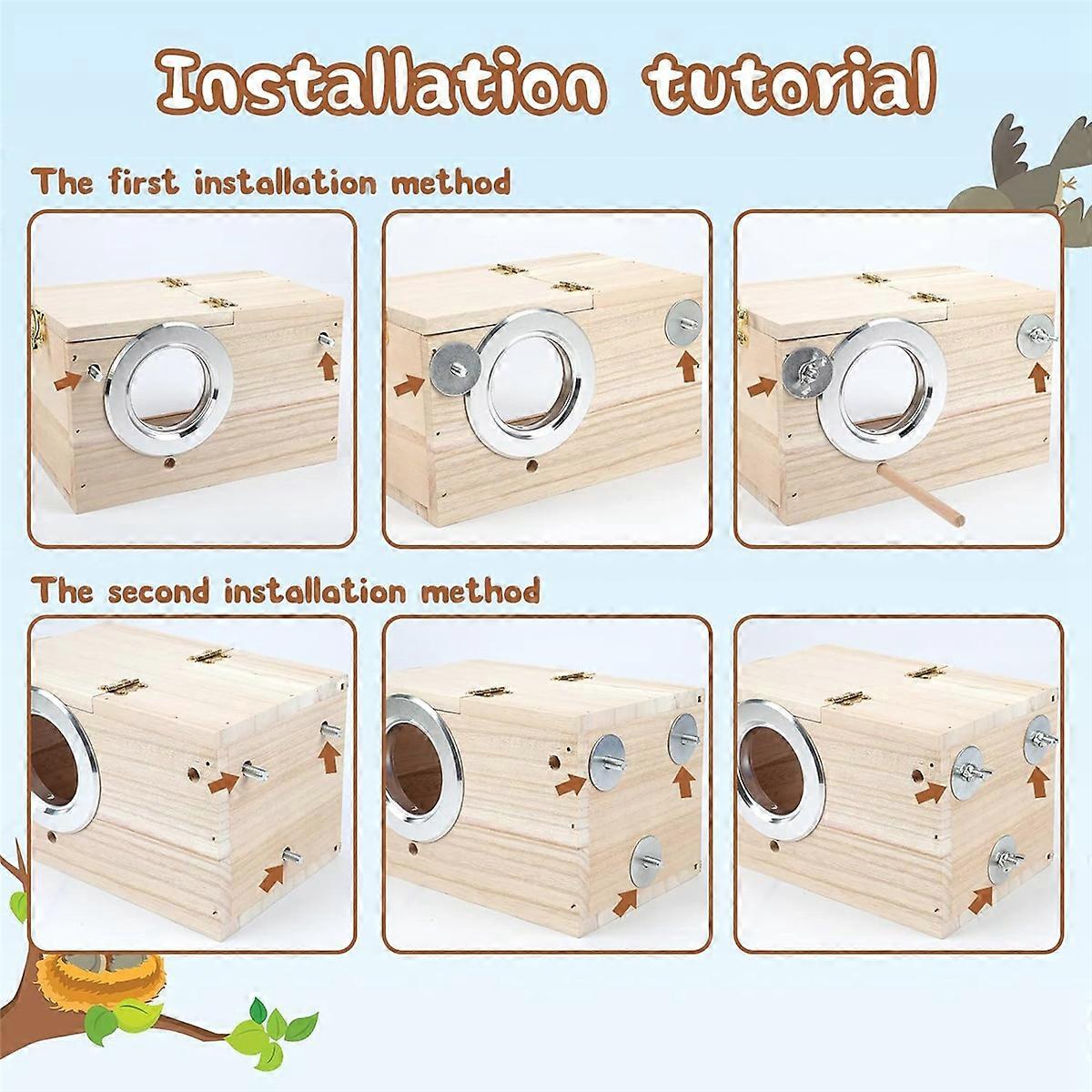 Parakeet Nesting Box parent Bird House for Cage Wood Breeding Box for ...