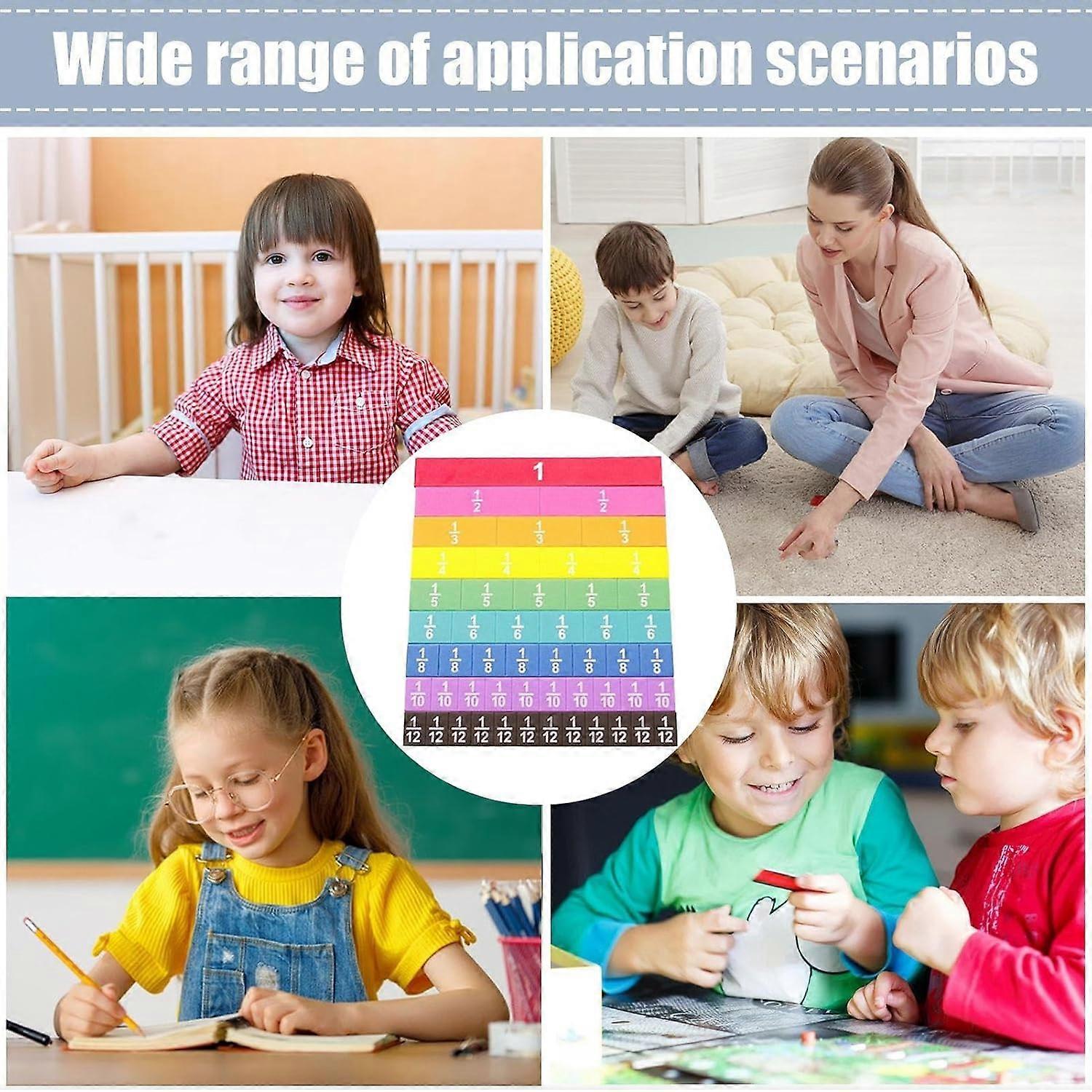 Fraction Teaching Tiles for Kids, Color-Coded Fraction Lesson Strips ...