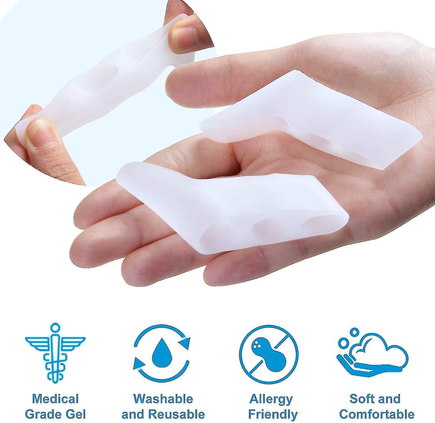 6pcs Gel Little Toe Separators, Three Hole Gel Toe Separators For Curly ...