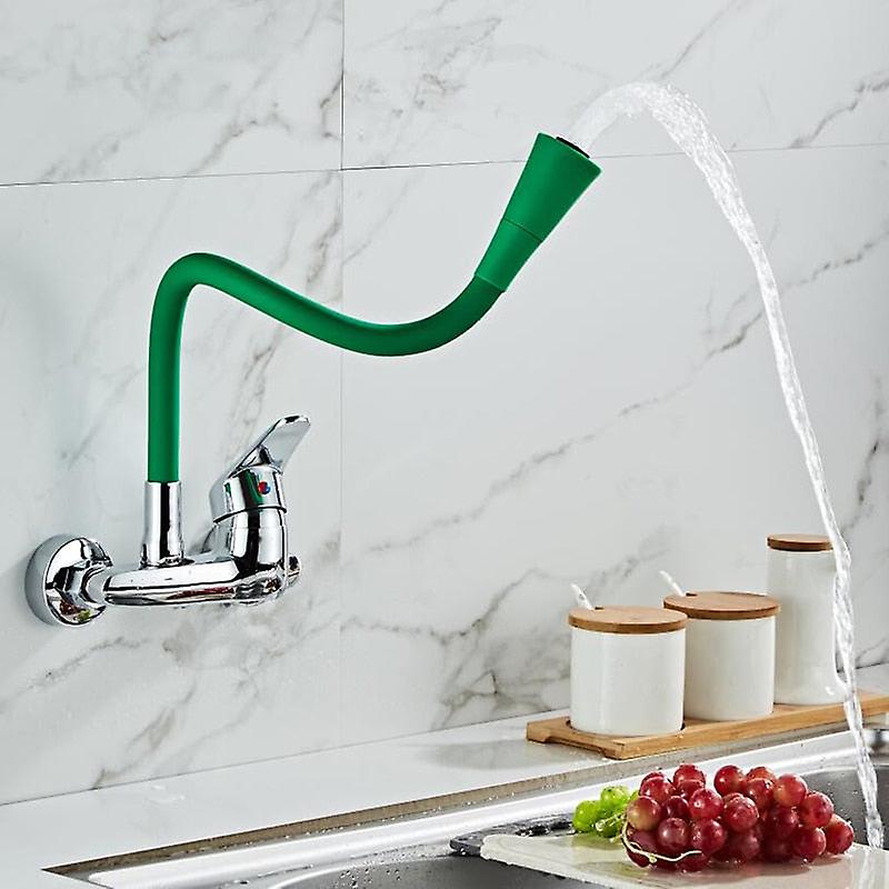 360-degree Swivel- Double Holes, Kitchen Sink Tap, Wall Mounted Faucet ...