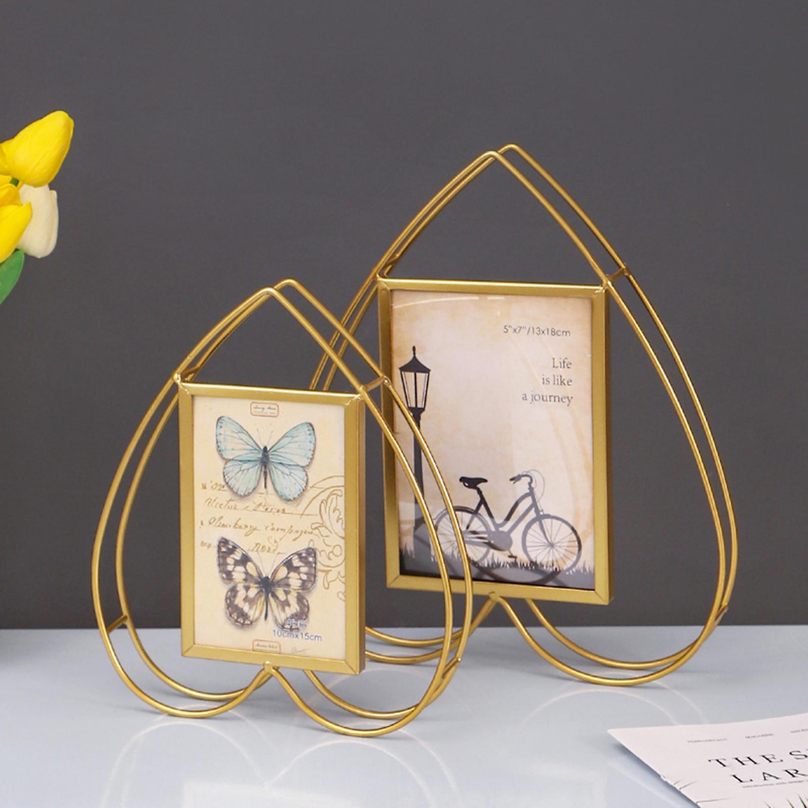 Photo Frame Iron Art High Clarity Glass Standing Desktop Display Metal ...