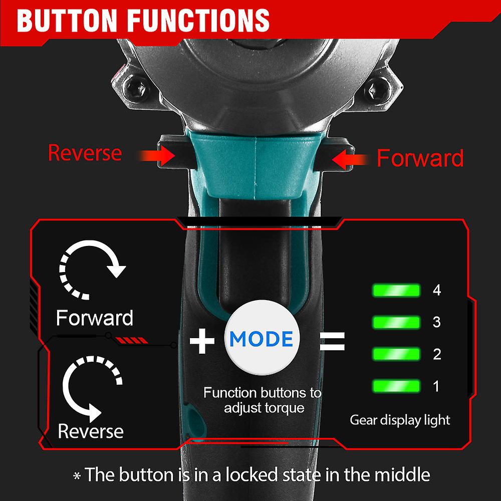 Onevan 1200n.m Brushless Electric Impact Wrench 3 Funtion 1/2 Inch ...