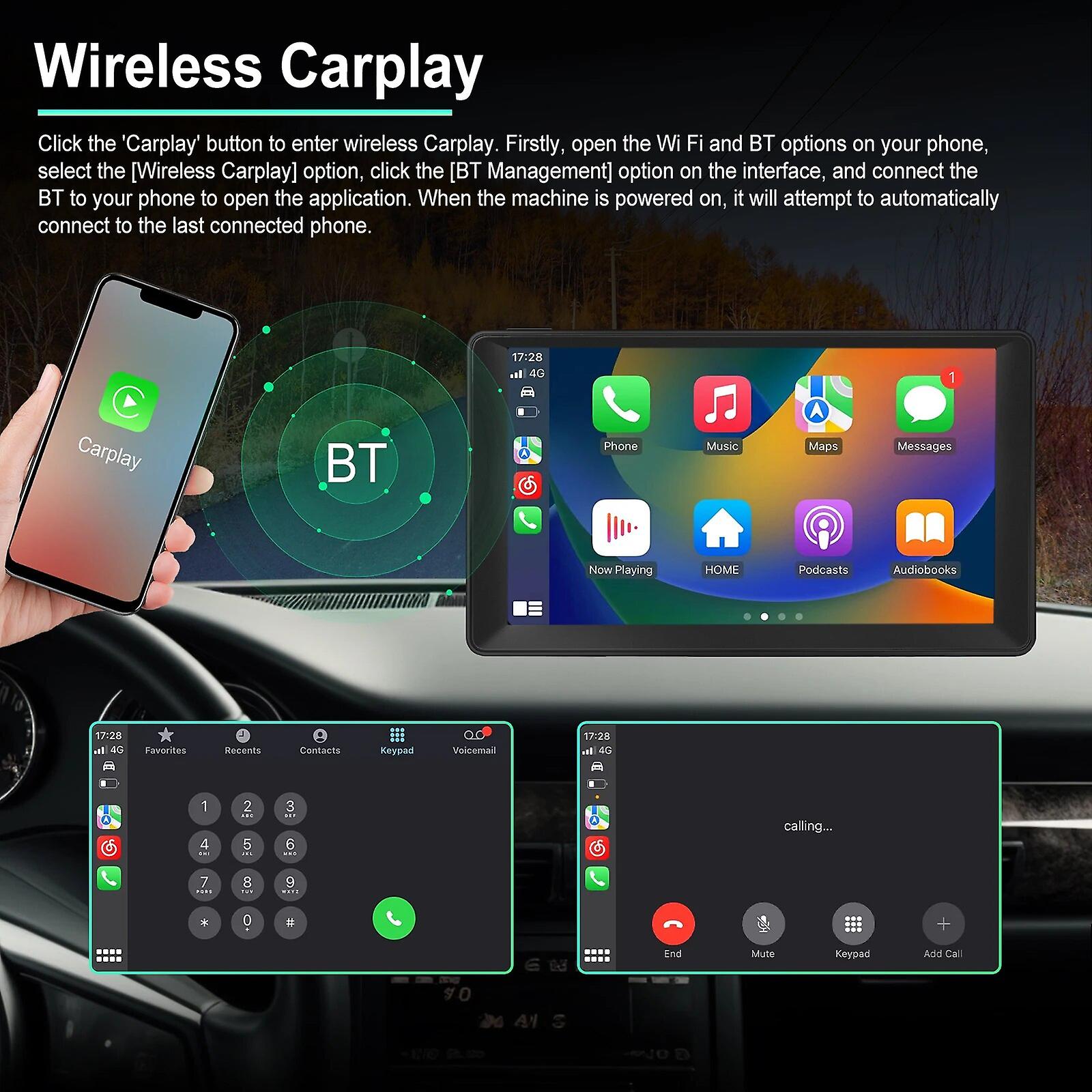9 Carplay Monitor Portable Smart Player Wireless Carplay Android Auto ...
