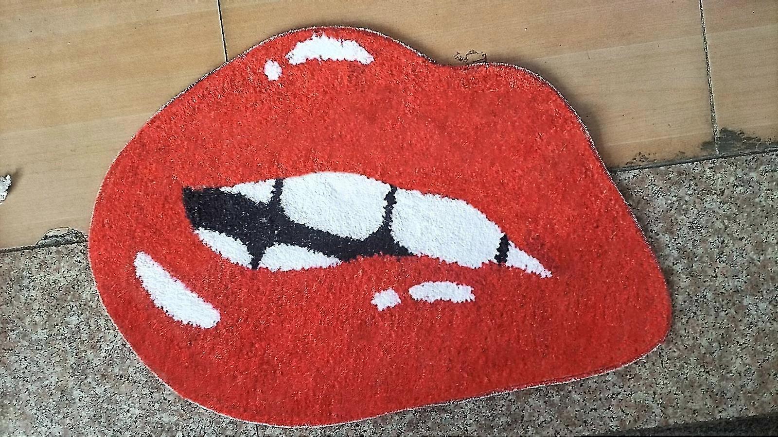 Valentine's Day Bathroom Rug Non Slip Cute Red Lips Heart Shape ...