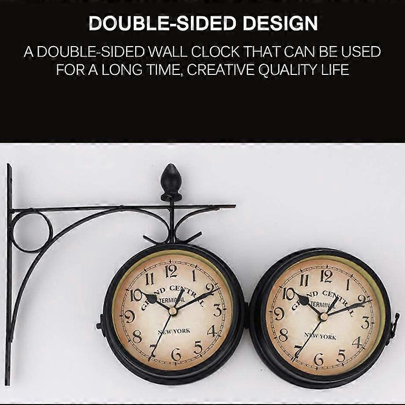 Retro Wall Clock Double-Sided European Antique Style Classic Wall ...