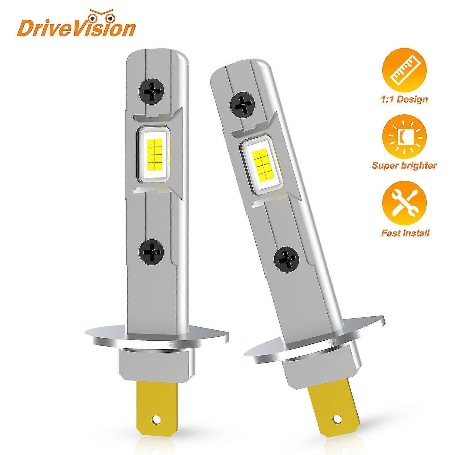 2Pcs LED Light Bulb H1 LED Headlight Mini Size Design Wireless Fanless ...