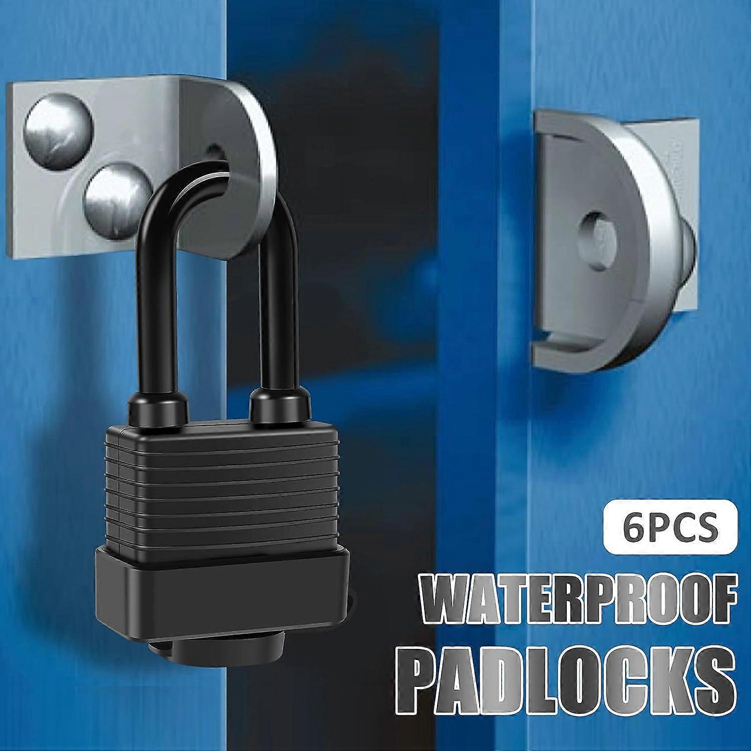 6Pcs Waterproof Padlocks with 12 Steel Keys 1-9/16inch Wide Anti-Theft ...