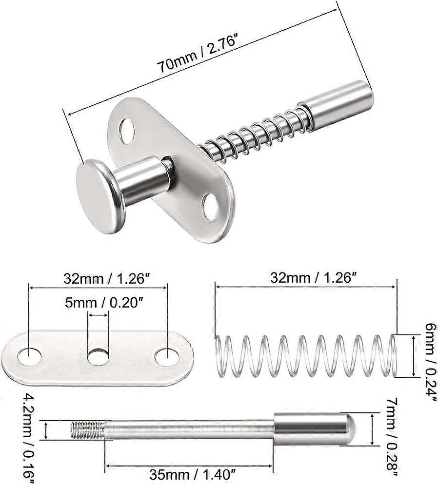 Plunger Latches Spring-loaded Stainless Steel Spring 60mm-70mm Total ...