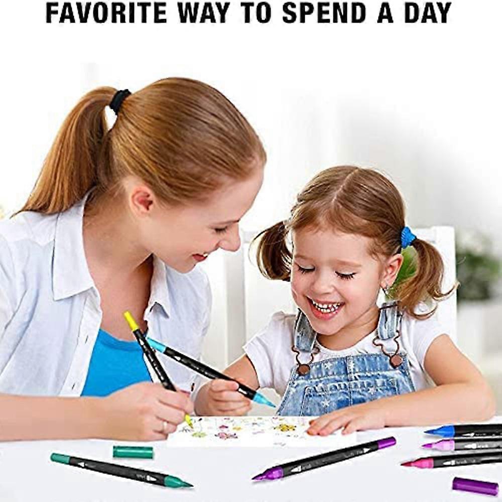 Colouring Pens 24 Colours Dual Brush Pens Felt Tip Pens Art Markers ...