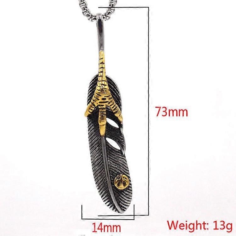 Mens Eagle Claw Necklace Angel Feather Pendant Stainless Steel Gold ...