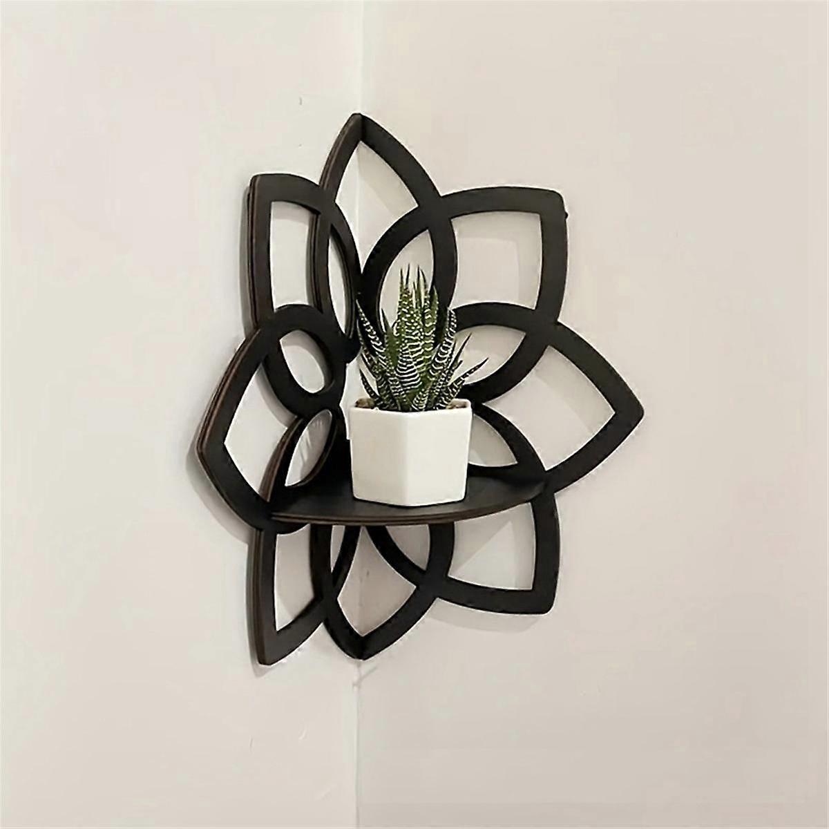 Lotus Corner Shelves, Wooden Flowers Wall Corner Shelves Floating ...