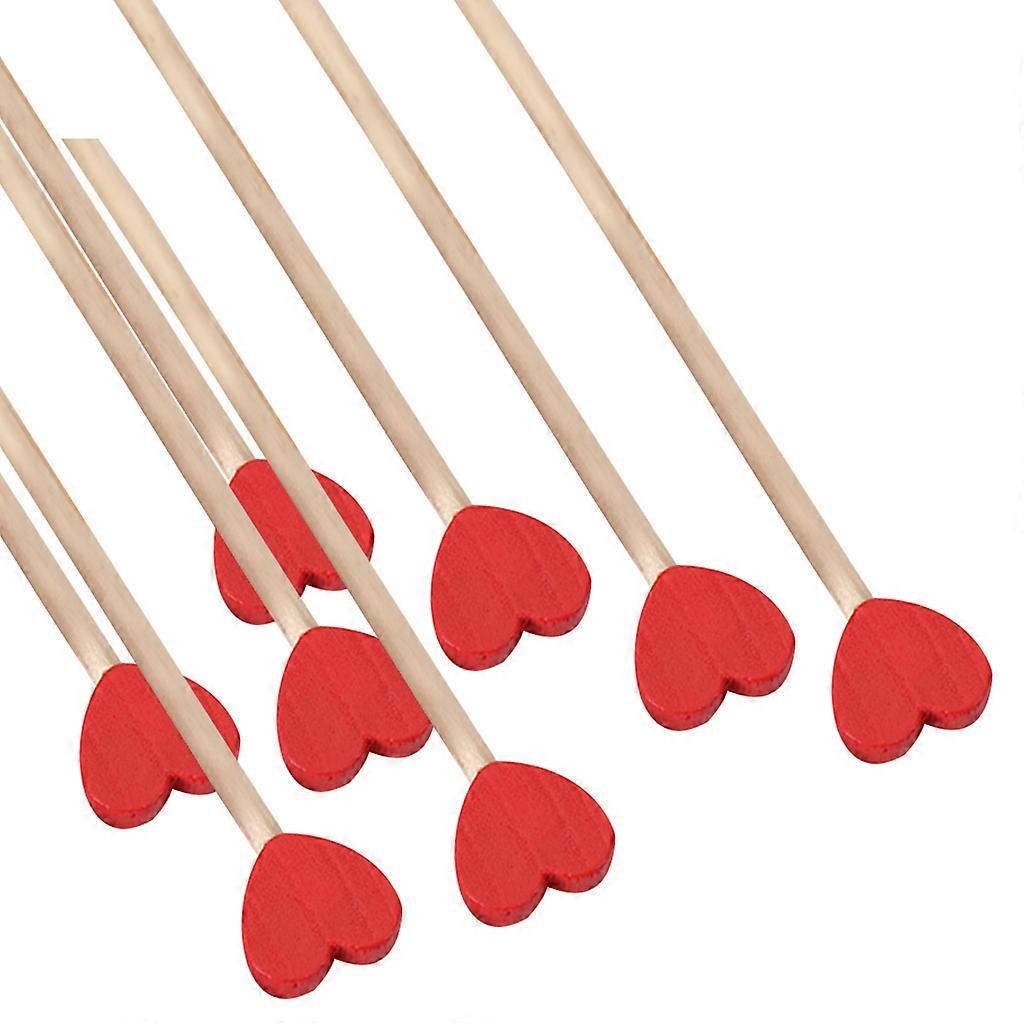 100Pcs Disposable Wooden Heart Stir Bar with Long Handle Coffee ...