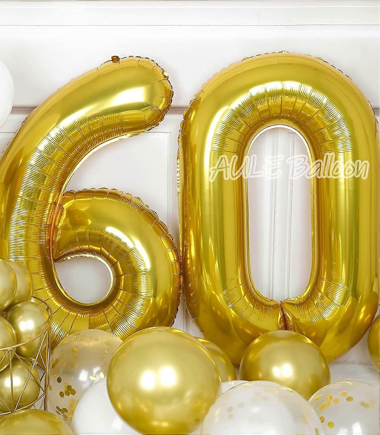 Heytea 40 Inch Jumbo Gold Foil Mylar Number Balloons for Men Women 60th ...