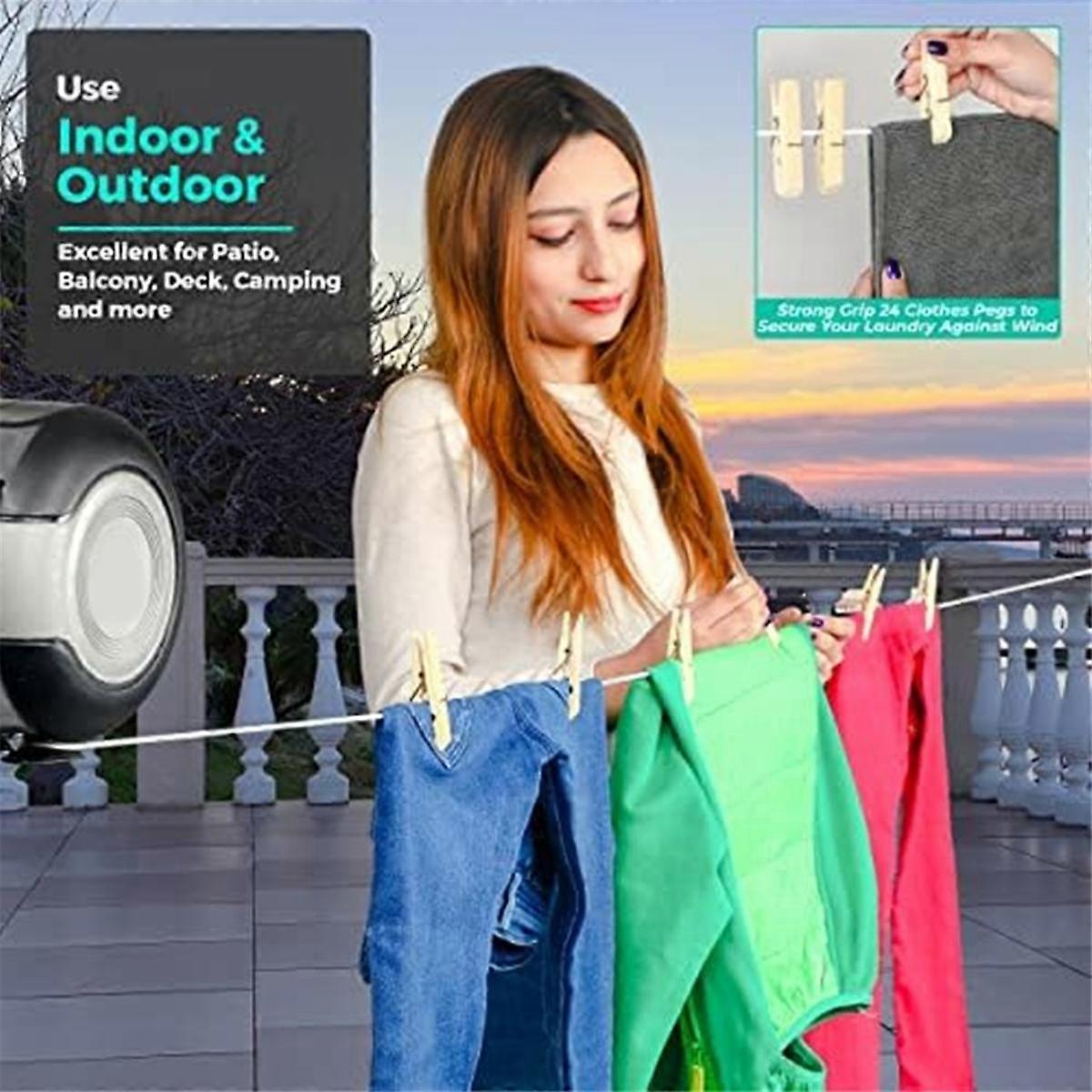 Double Retractable Clothesline, Clothesline Indoor and Outdoor Laundry ...