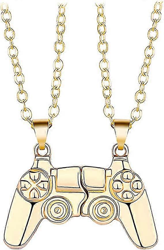 Game Controller Necklace (Gold), Magnetic Alloy Couple Necklace, Black ...