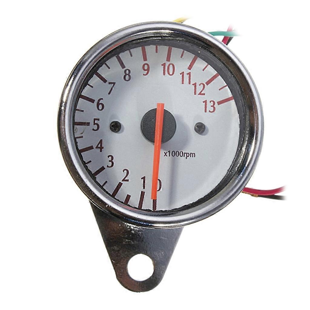 2.5'' Tachometer (White Dial Face, Silver Bezels) for Motorcycle ...