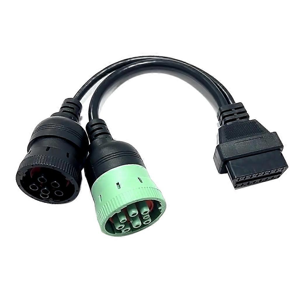 9Pin J1939 & 6Pin J1708 Truck Y-Splitter To OBD2 16Pin Female Adapter ...