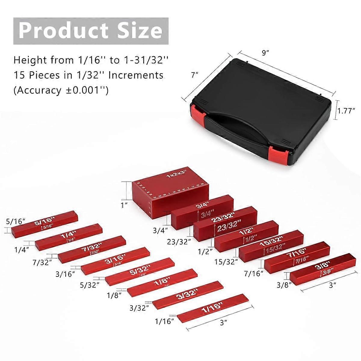 Setup Blocks Woodworking Height Gauge Set 15 Pcs of Set Up Bars, Router ...