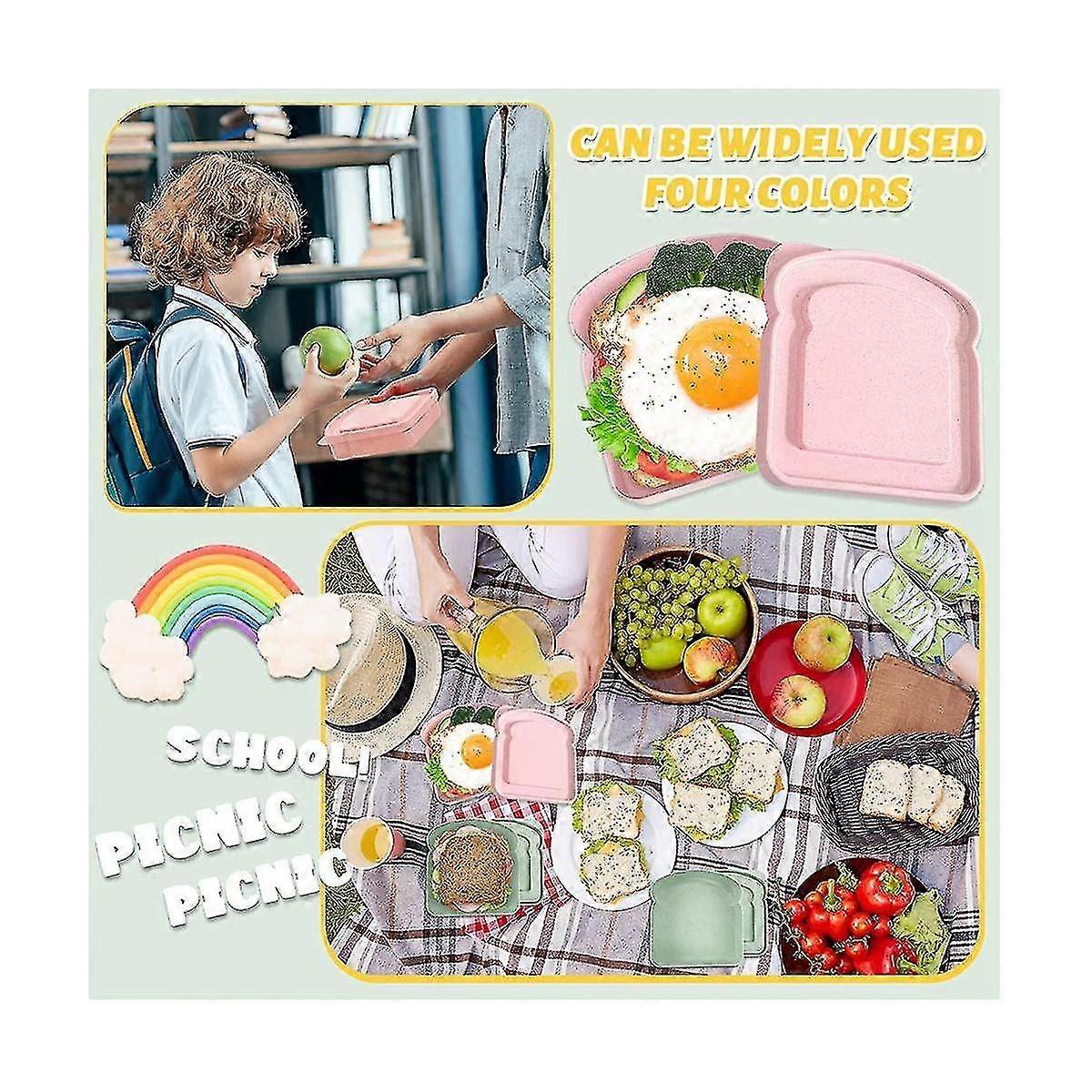 4pcs Sandwich Containers For Lunch Boxes, Reusable Sandwich Box ...