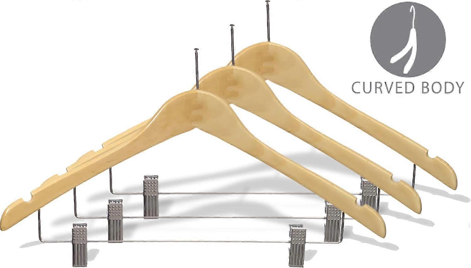 5 Box Curved Wood Security Combo Adjustable Cushion Anti-Theft Hangers ...