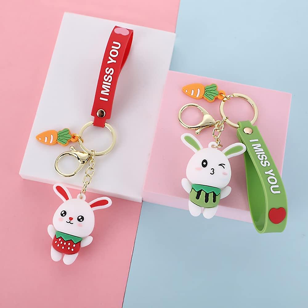 Men Women Boys Girls Epoxy Cute Pvc Cartoon Rabbit Keychain Creative ...