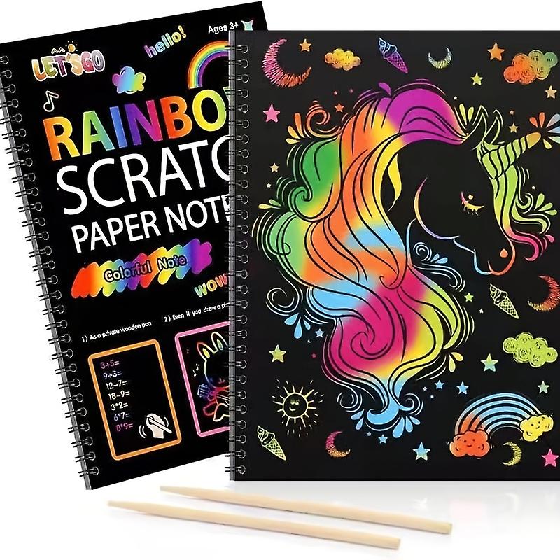12 Sheets Rainbow Scratch Off Notebooks Arts Crafts Supplies Set Color ...