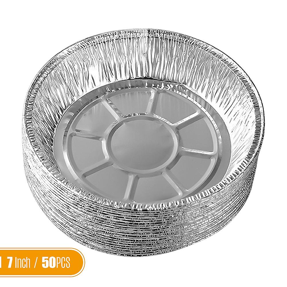 50PCS 7 Inch Disposable Aluminum Foil Plates Round Tin Foil Pie Pans ...