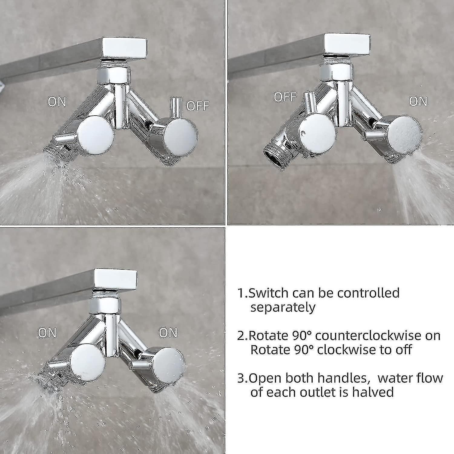 Brass Diverter Valve Shower Shut-off Valve 2-way Y Splitter 1/2 Inch ...