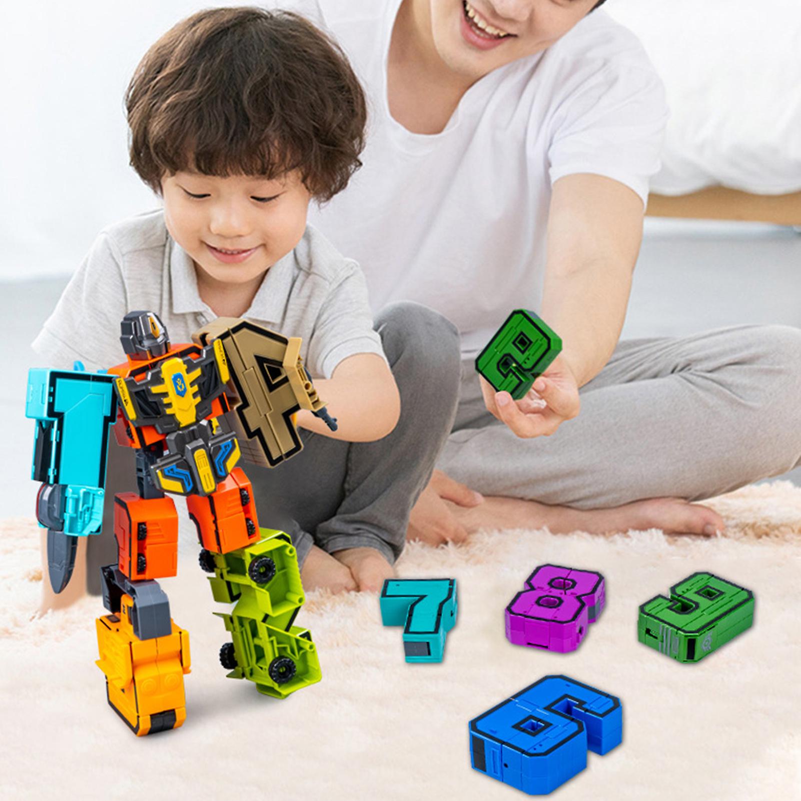 Robot Toy Compact Kids Digital Numbers Transforming Robot Action Figure ...