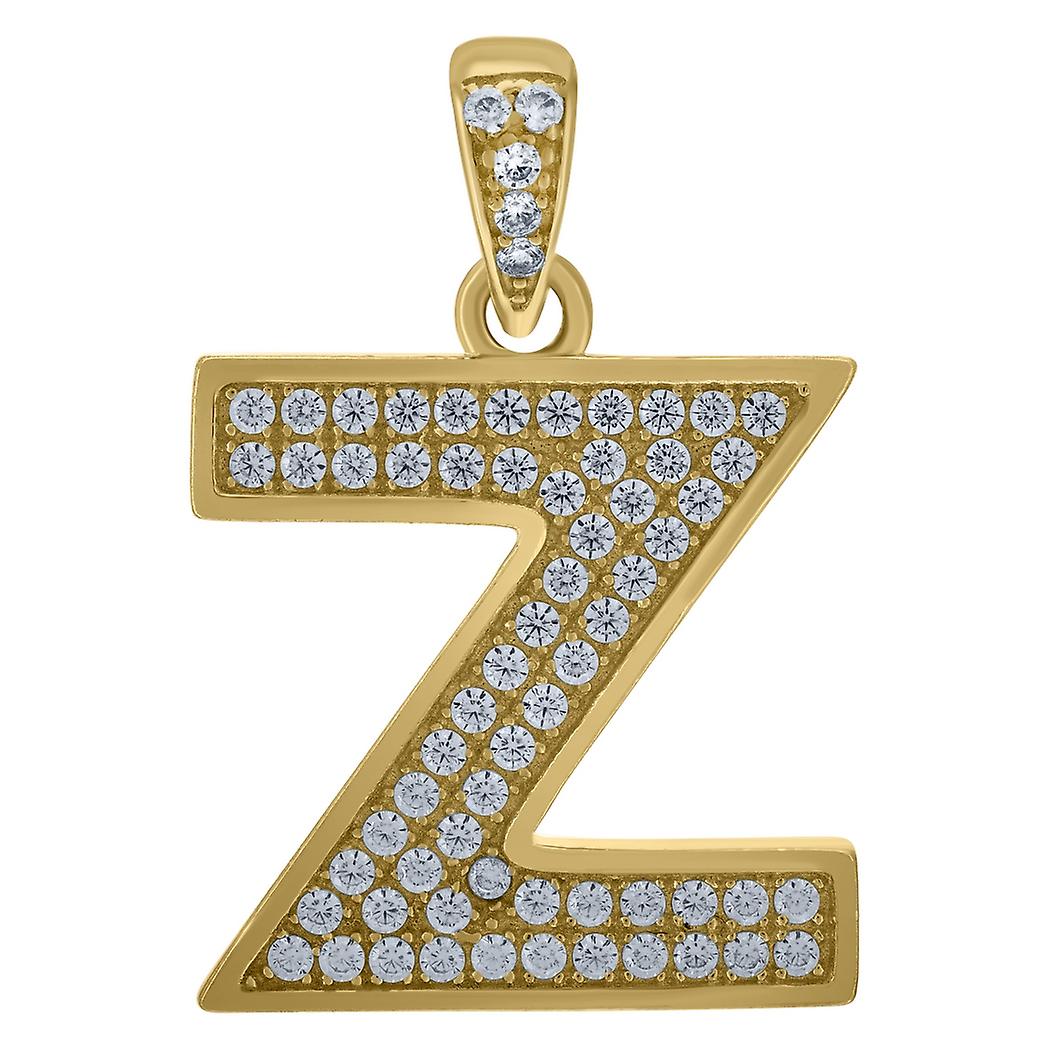 10k Yellow Gold Mens Women Cubic Zirconia CZ Letter Name Personalized ...