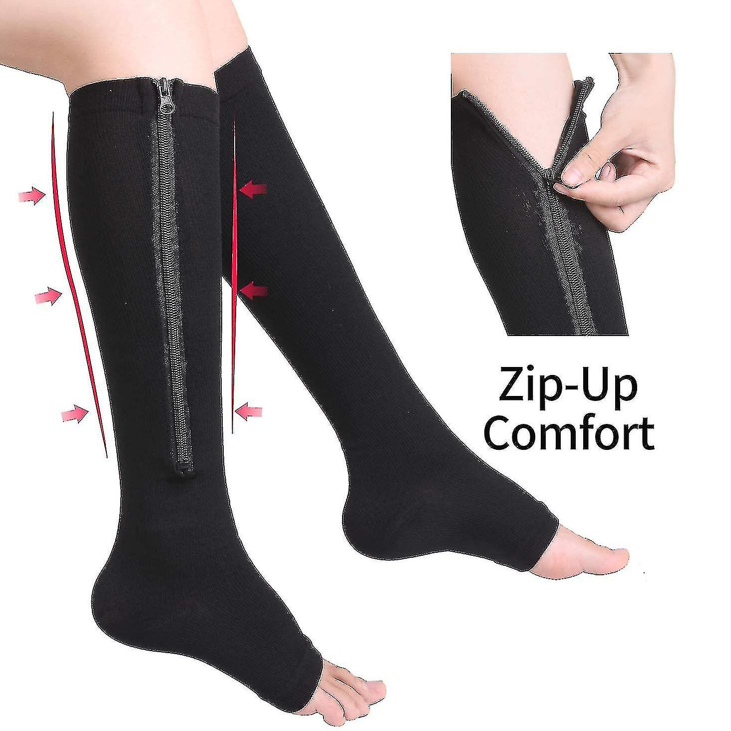 Medical Compression Socks Zipper Professional Leg Support Thickened ...