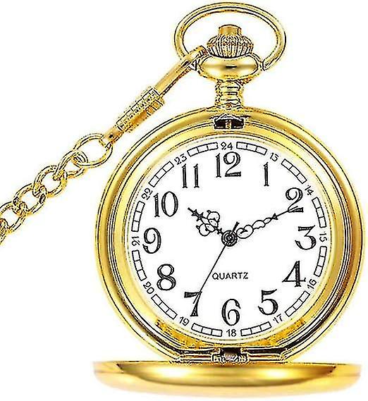 Mens Pocket Watch with Chain, Classic Vintage Quartz Pendant Fob Pocket ...